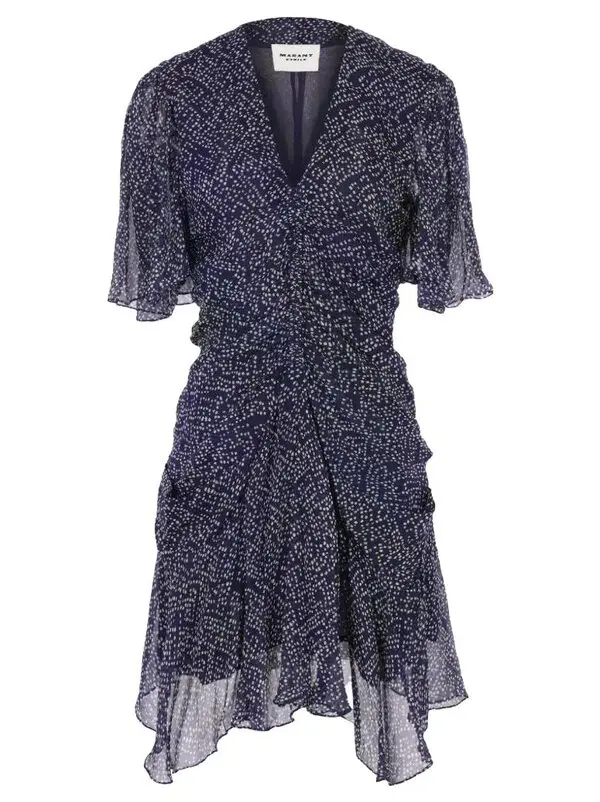 MARANT ETOILE Printed Ruffle Dress - Blue