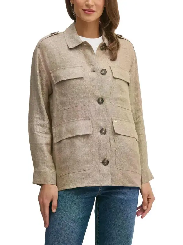 MOS MOSH Buttoned Jacket With Flap-pockets - Neutrals