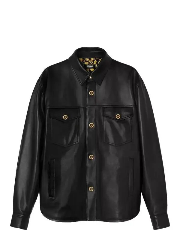 Versace Leather Shirt Jacket - Black