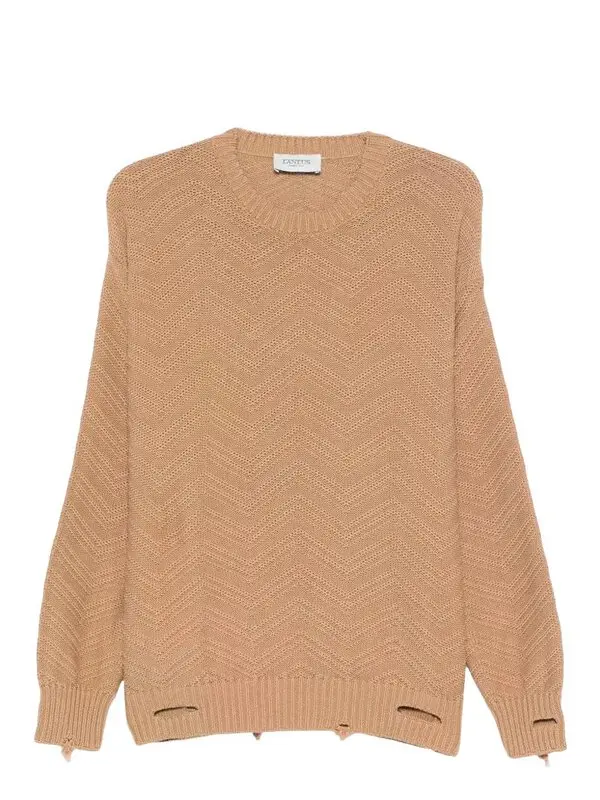 LANEUS Zigzag Knit Sweater - Neutrals