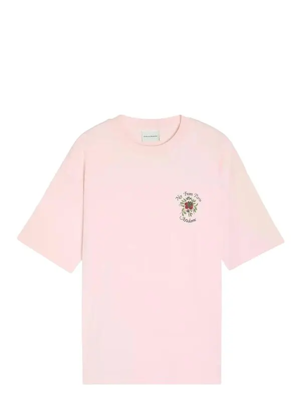 Drole De Monsieur Slogan Rose Print T-shirt - Pink