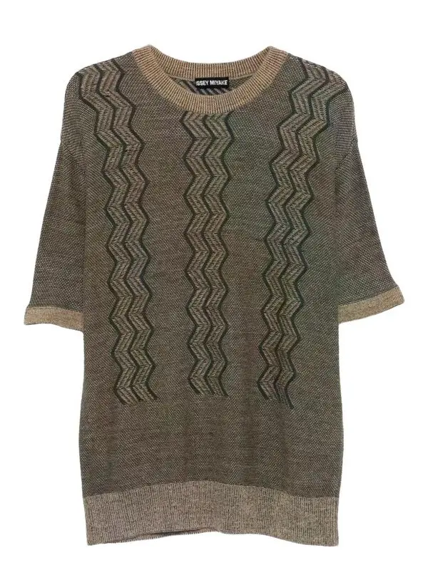 Issey Miyake Zigzag Cotton Knit - Brown
