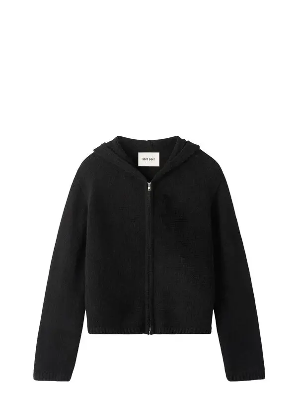 Soft Goat Zip-up Hoodie - Black