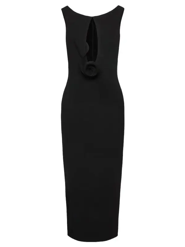 Magda Butrym Flower-appliqué Midi Dress - Black