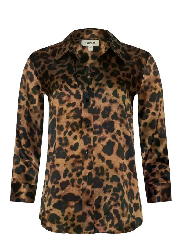 L'Agence Leopard Print Blouse - Brown