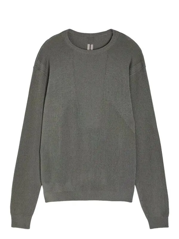 Rick Owens Crew Neck Ribbed Sweater - Grey