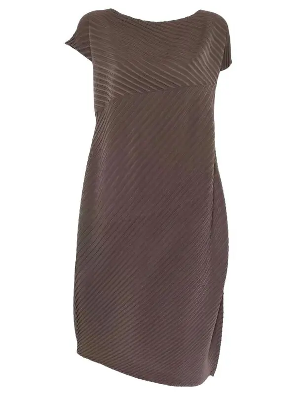 Issey Miyake Pleated Midi Dress - Brown
