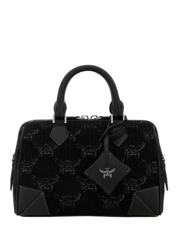 Mcm Ella Boston Jacquard Top Handle Tote Bag - Black
