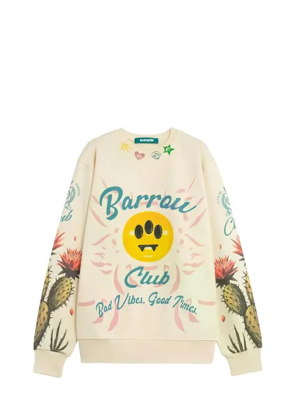 BARROW Floral-print Crew-neck Sweatshirt - Neutrals