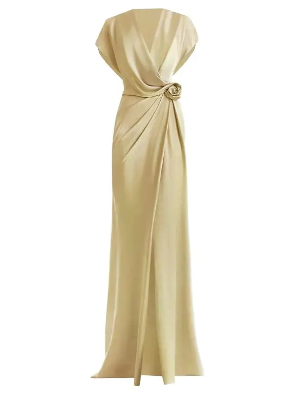 GEMY MAALOUF Draped V-neck Maxi Dress - Neutrals