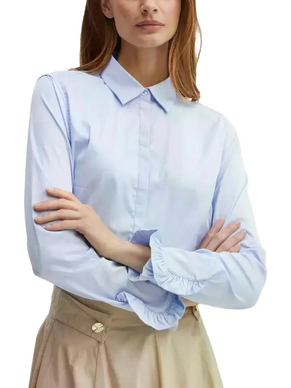 MOS MOSH Mattie Ruffled-cuffs Shirt - Blue