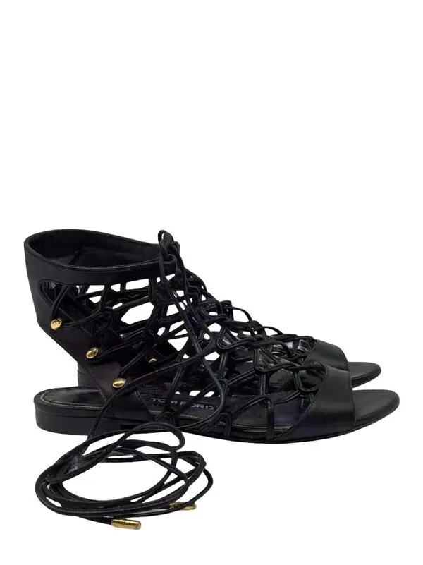 TOM FORD Gladiator Leather Sandals - Black