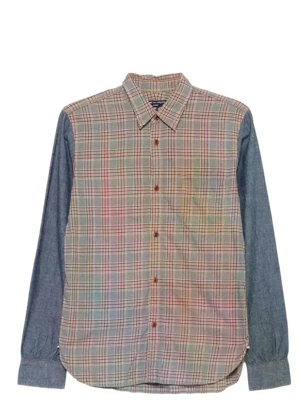 Comme Des Garçons Denim-sleeve Checked Shirt - Grey