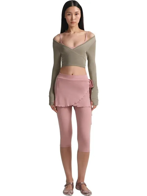 SKIMS Wrap Long Sleeve Cropped Top - Dune