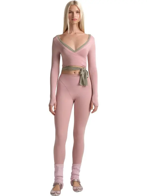 SKIMS Wrap Long Sleeve Cropped Top - Himalayan