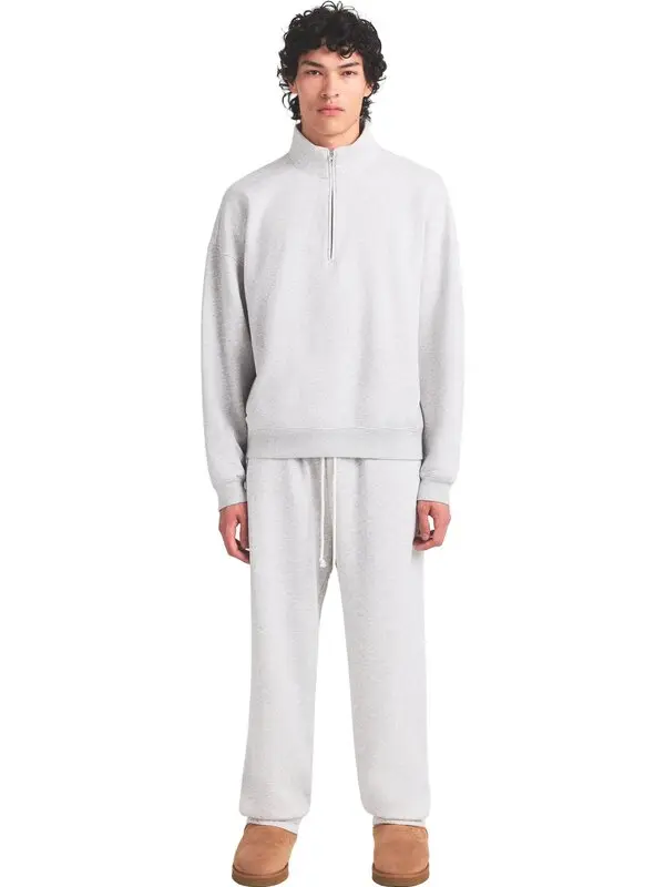 SKIMS Fleece Lounge Relaxed Quarter Zip - Light Heather Grey