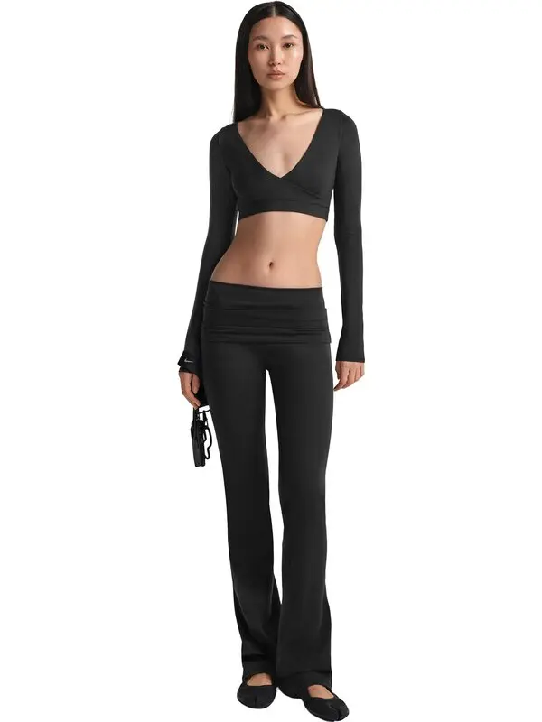 SKIMS Wrap Long Sleeve Cropped Top - Obsidian