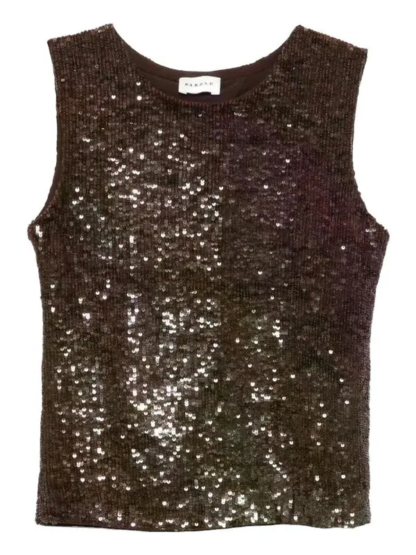 P.a.r.o.s.h Sequin Embellished Top - Brown