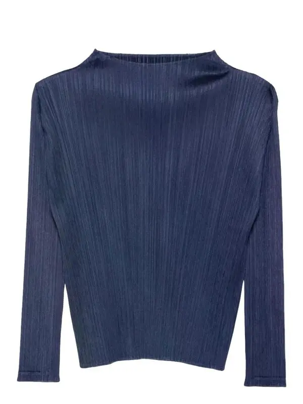 Issey Miyake Pleated Long Sleeve T-shirt - Blue
