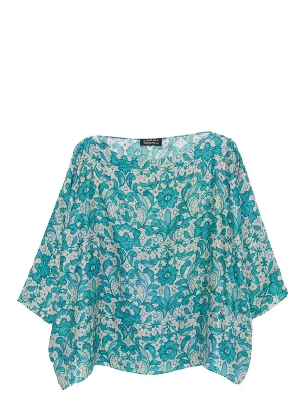 GIANLUCA CAPANNOLO Laura Floral Print Blouse - Blue