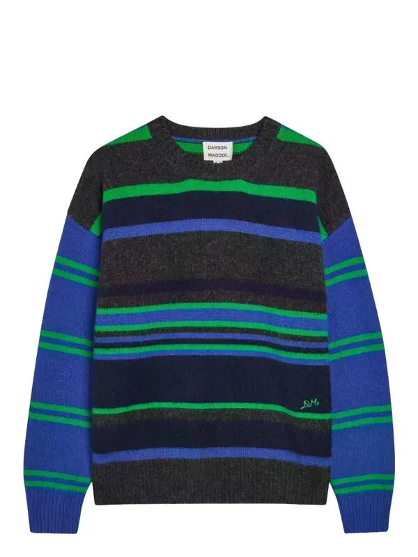 DAMSON MADDER Striped Long-sleeve Jumper - Grey