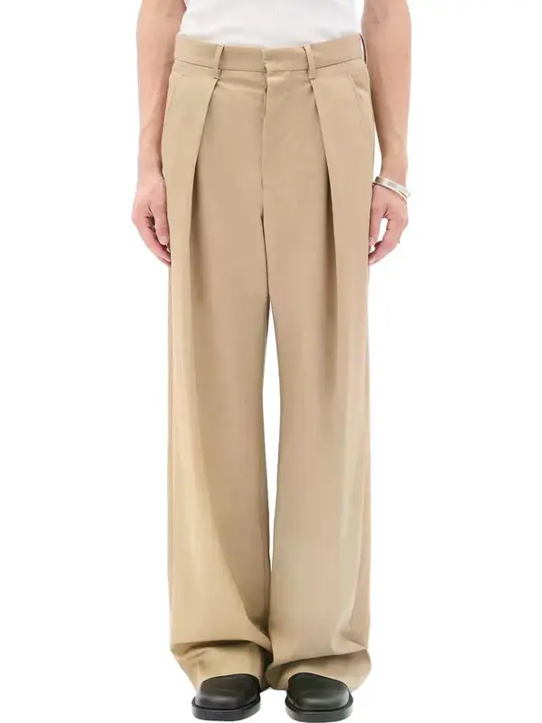 ANN DEMEULEMEESTER Botel Pleated Wide-leg Trousers - Neutrals