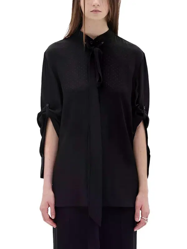 ANN DEMEULEMEESTER Dien Lavallière Neck-tie Shirt - Black