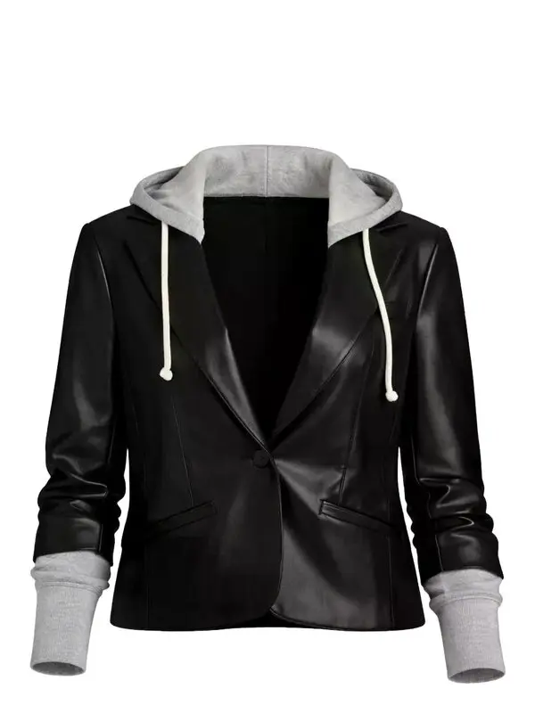 Cinq À Sept Le Petit Hooded Vegan Leather Jacket - Black