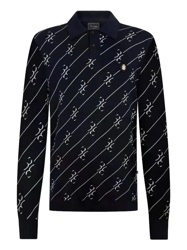 BILLIONAIRE Long-sleeve Buttoned Polo Shirt - Blue
