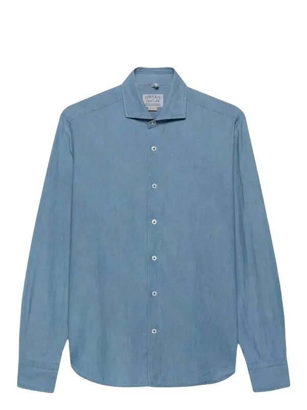 ORIAN Mélange-effect Cotton Shirt - Blue