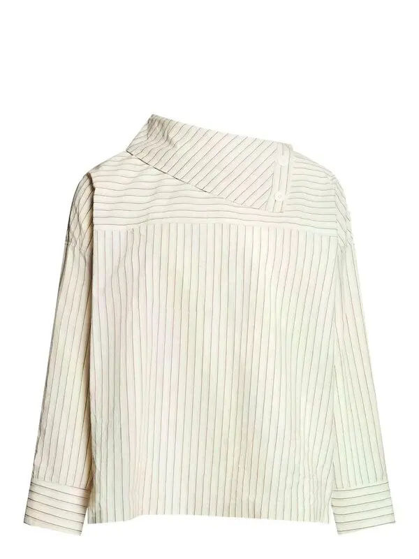 YVES SALOMON Asymmetric Striped Blouse - Neutrals