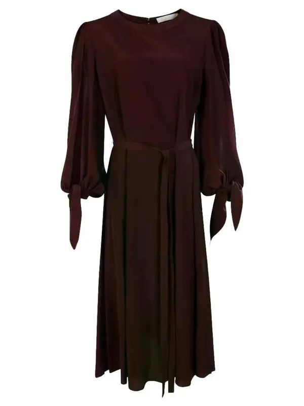 Chloé Flared Midi Dress With Tied Cuffs - Purple
