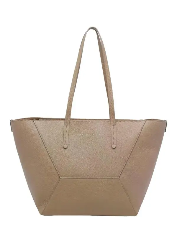 Brunello Cucinelli Leather Shoulder Bag With Zip Closure - Neutrals