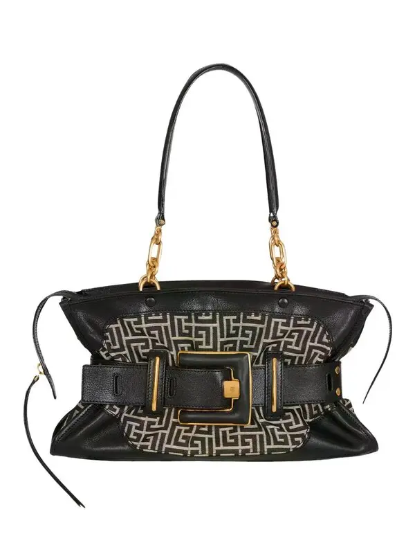 Balmain Anthem Monogram Jacquard Tote - Black