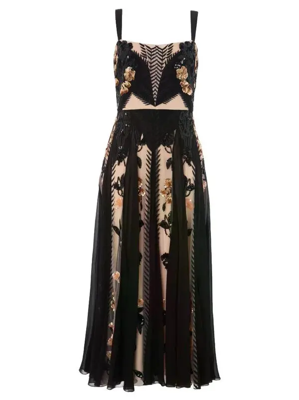 TEMPERLEY LONDON Gilded Strappy Midi Dress - Black