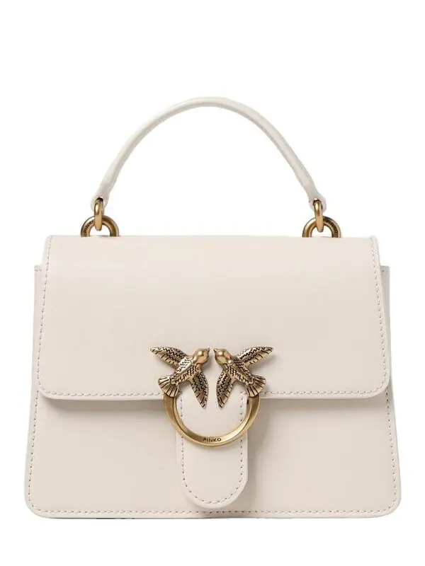 Pinko Mini Love Bag In Leather - White