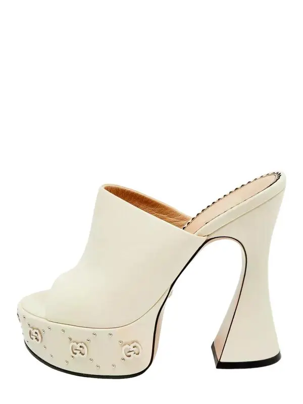 Gucci Gg Cream Platform Leather Sandals - Neutrals