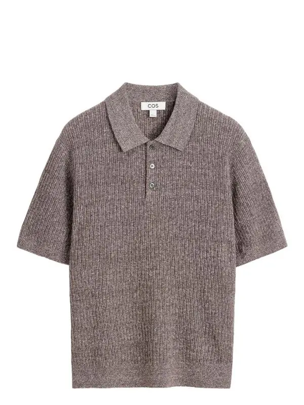 Cos Cashmere-linen Polo Shirt - Brown