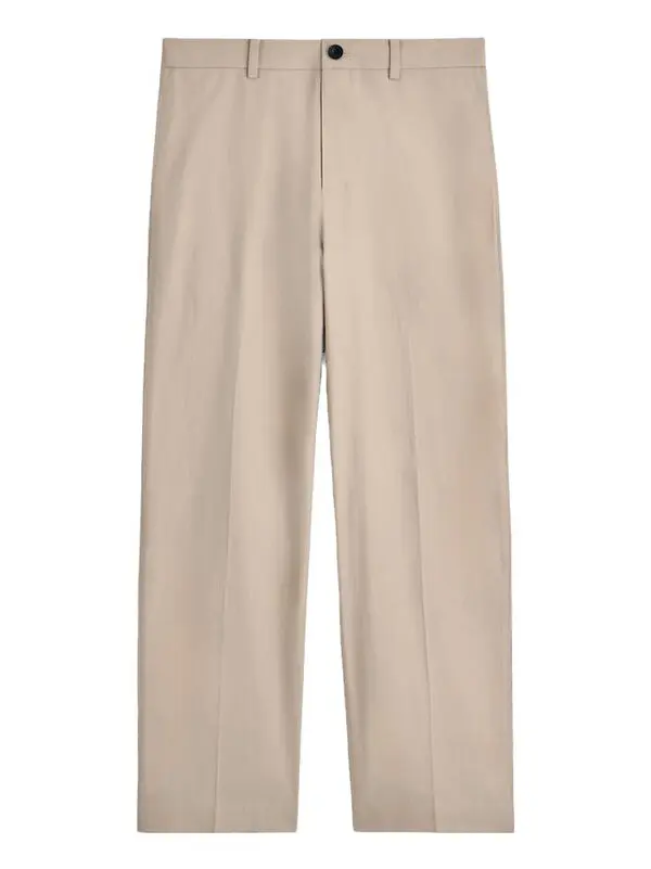 Cos Cotton-linen Straight-leg Trousers - Beige