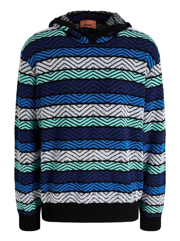 Missoni Bouclé-knit Cotton-blend Hoodie - Navy