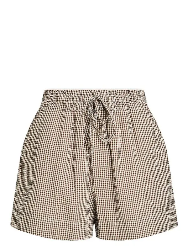 Veronica Beard Tijana Gingham Cotton-blend Seersucker Shorts - Brown