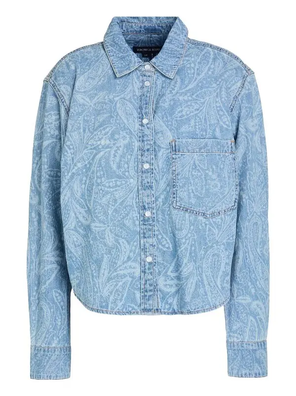 Veronica Beard Paisley Print Denim Shirt - Mid Denim