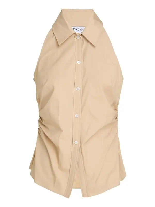 Veronica Beard Regina Stretch-cotton Poplin Shirt - Beige