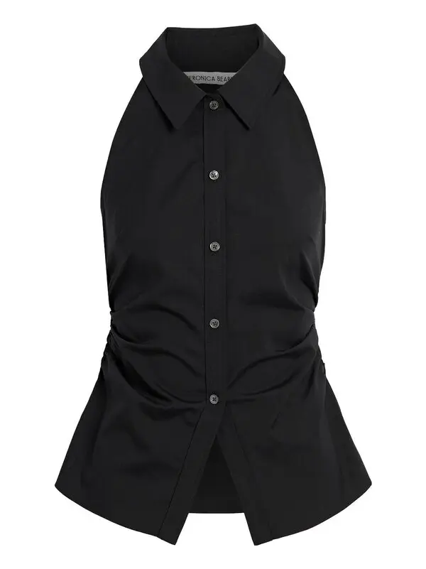 Veronica Beard Regina Stretch-cotton Poplin Shirt - Black