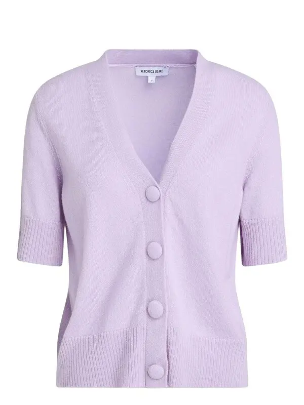 Veronica Beard Solene Cashmere Cardigan - Lavender
