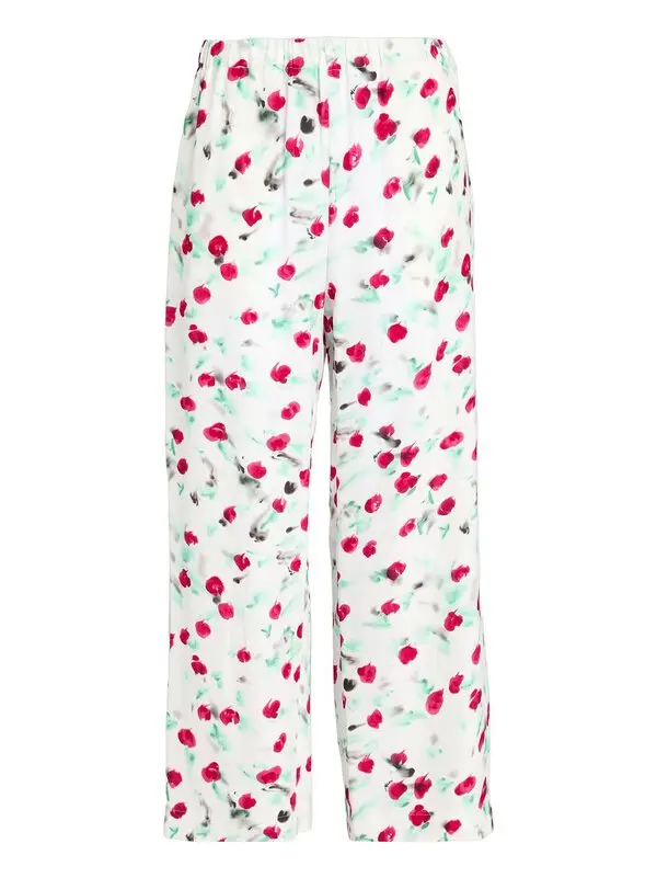 Marni Floral-print Crepe Straight-leg Pants - White