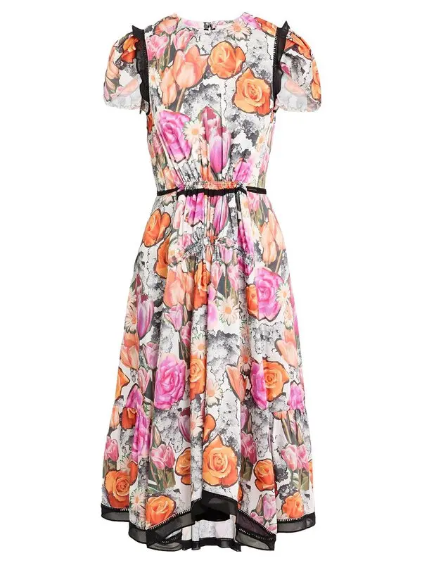3.1 Phillip Lim Floral-print Twill Midi Dress - Orange