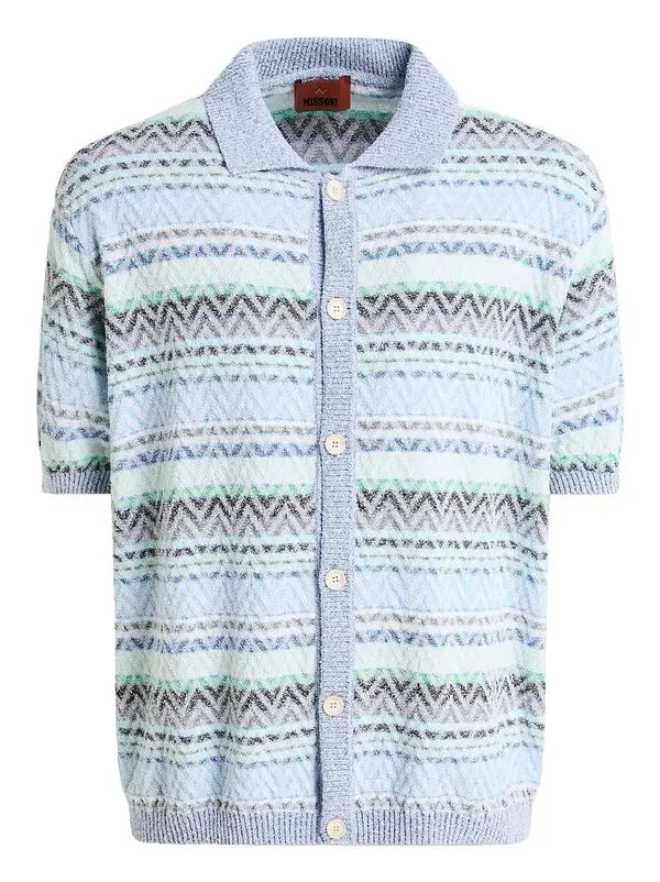 Missoni Boucléknit Cottonblend Shirt - Light Blue