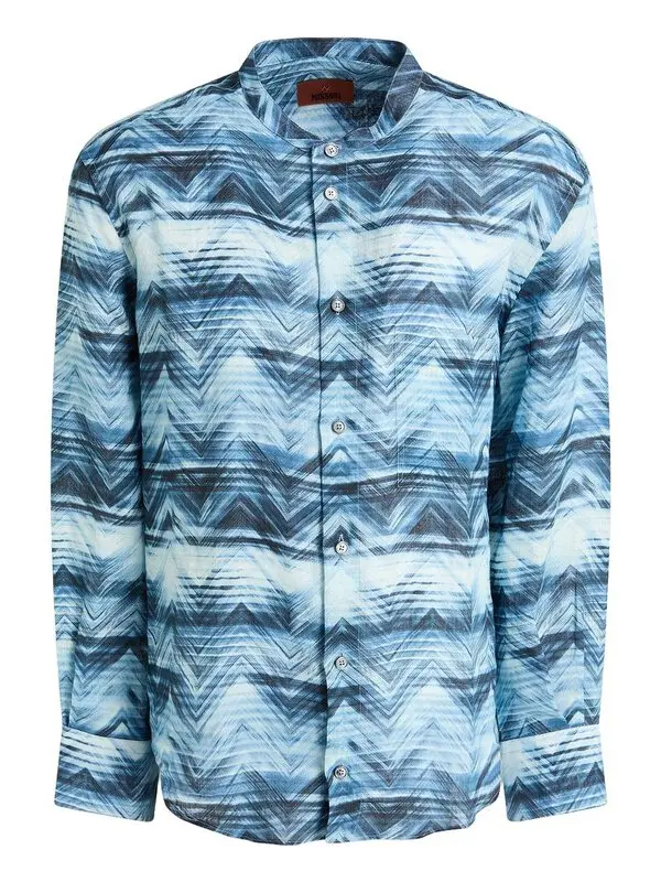 Missoni Printed Linen Shirt - Slate Blue