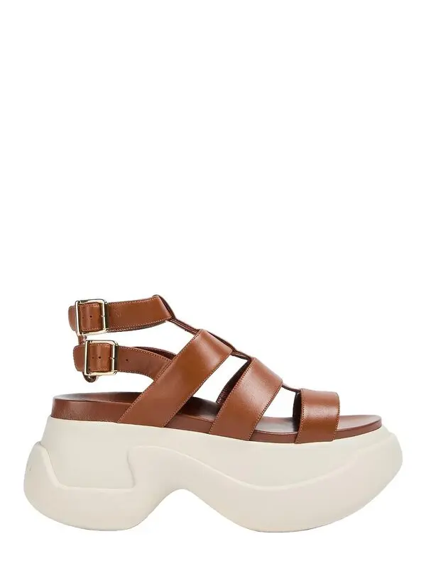 Marni Leather Sandals With Exaggerated Sole - Light Brown